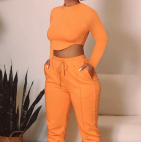 Pants & Jumpsuits | Two Piece Jogger Orange | Poshmark